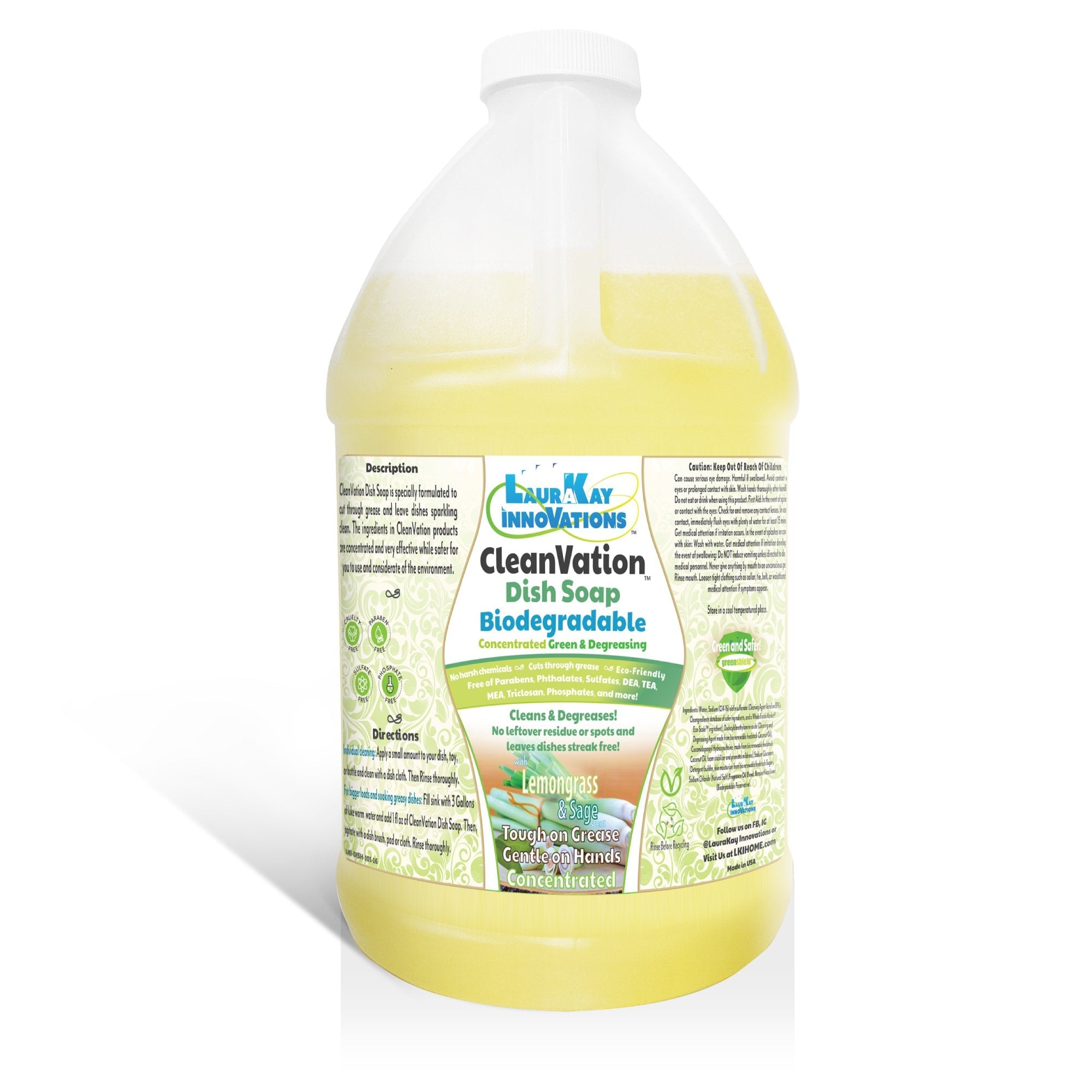 Natural Dish Soap Refill - CleanVation™ Concentrated Biodegradable Gre